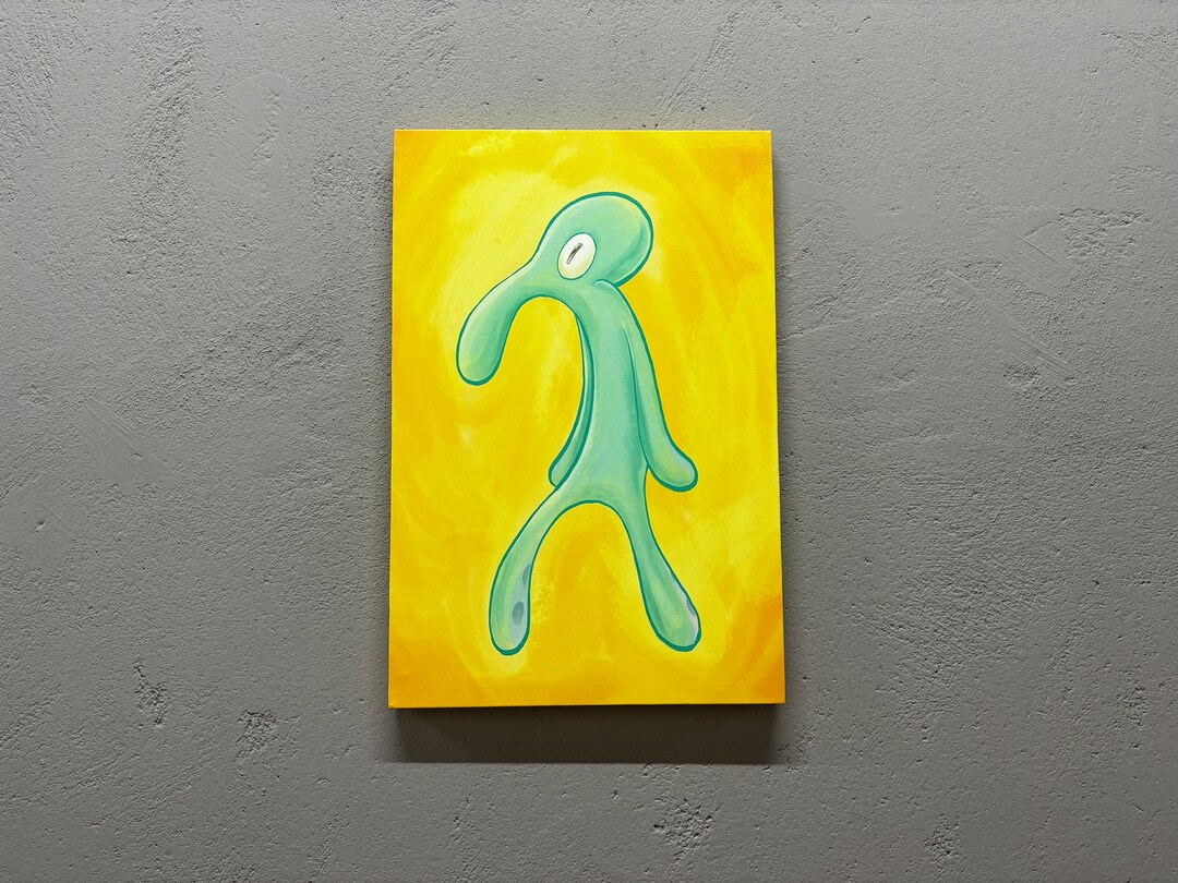 Canvas Wall Art, Canvas, Canvas Art, Squidward Painting Print, Abstract ...