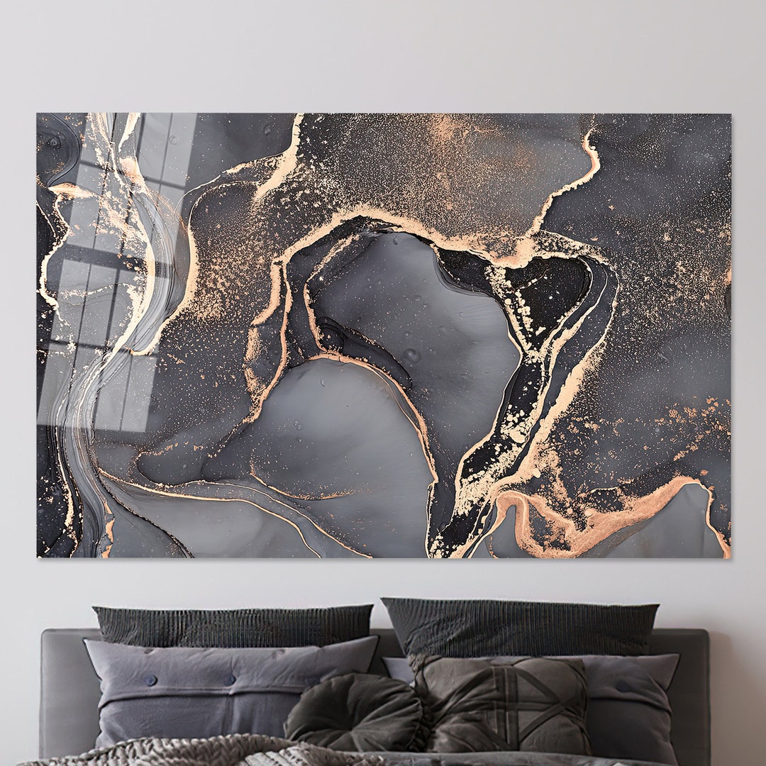 Gold Wall Art Large Glass Wall Art Glass Art Wall Decor Modern Glass Wall Art Gray And Gold 