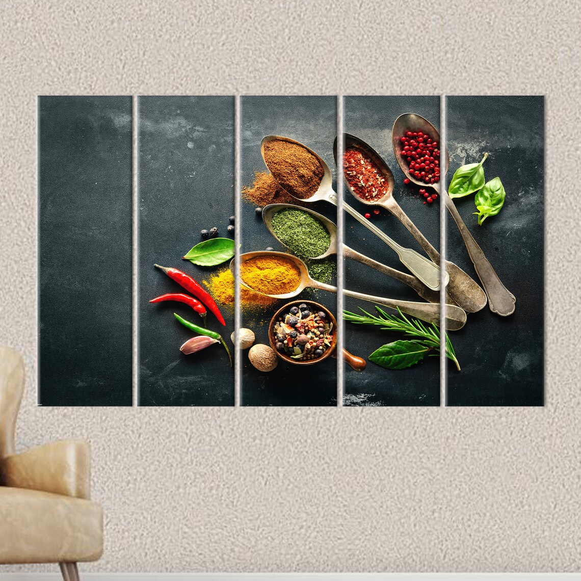 Spices, Food Wall Decor, Spices Printed, Indian Spices Artwork, Dinning ...
