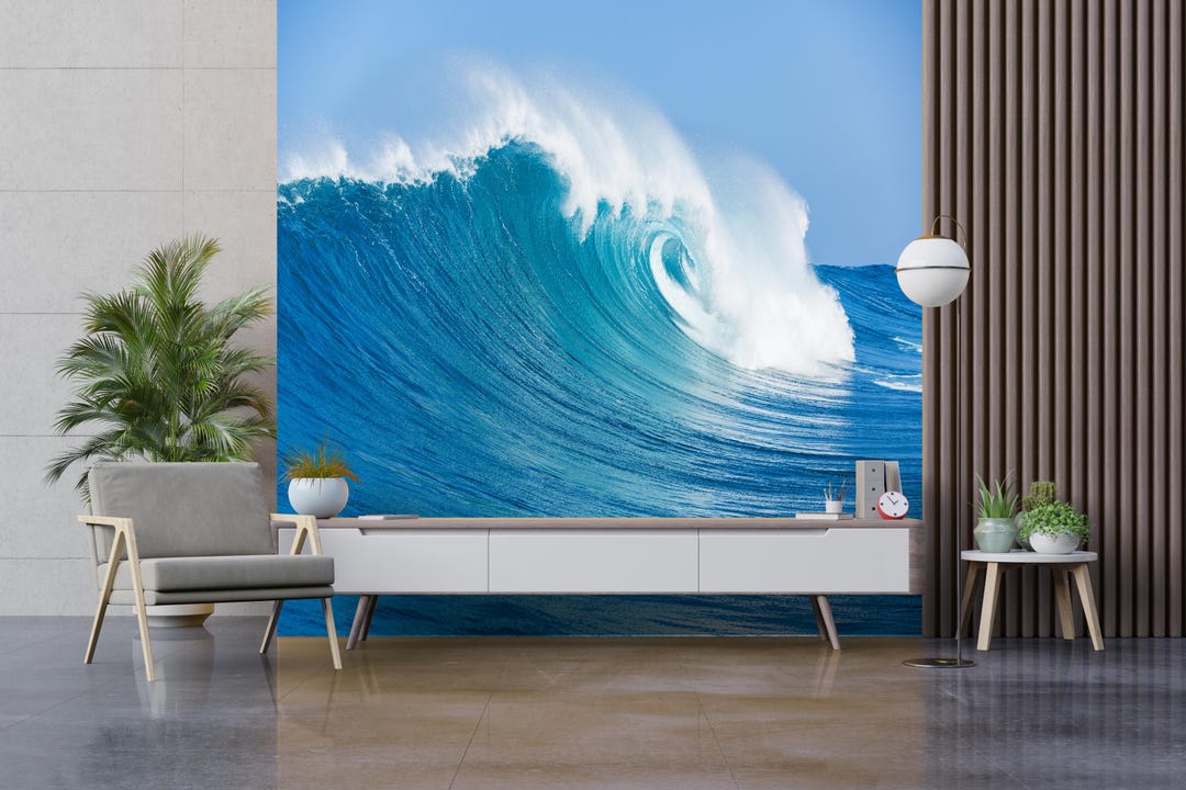 Big Wave Wall Mural: Ocean View, Self-adhesive Wallpaper - Etsy
