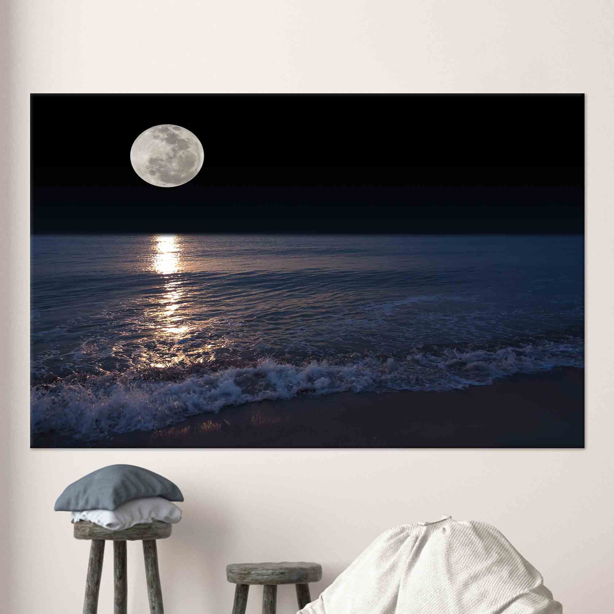 Sea and Moon View Moon Canvas Print Oversized Wall Art - Etsy