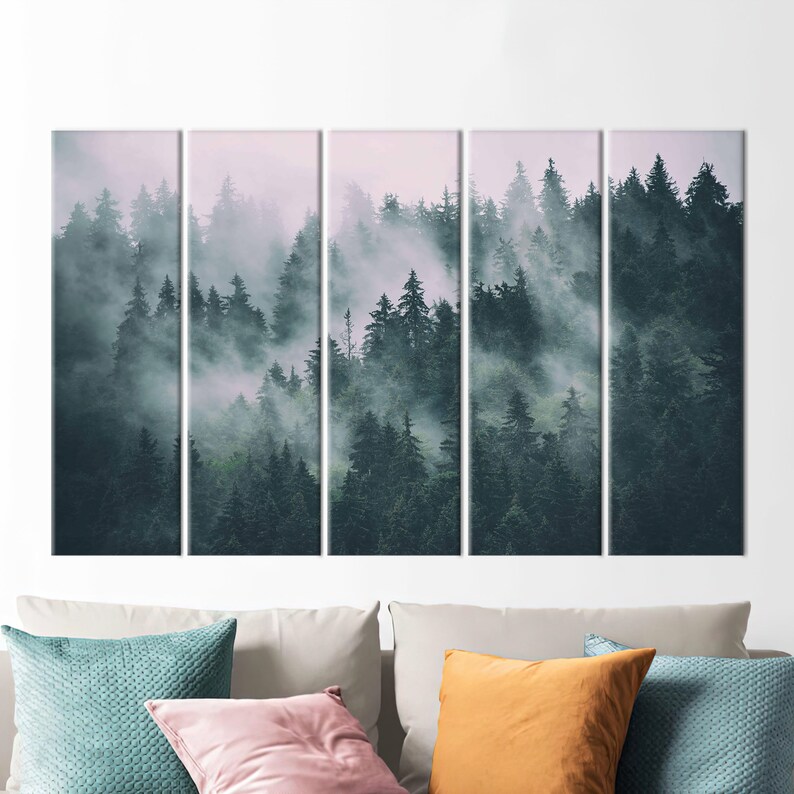 Forest Landscape Poster, View Poster, Mountain Landscape Art, Misty ...