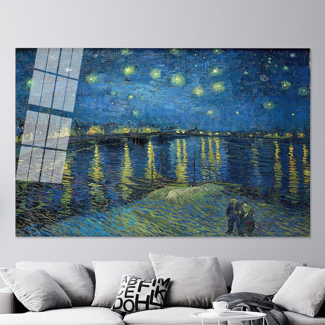 Van Gogh Starry Night Over the Rhone Glass Art - Exhibition Wall Decor ...