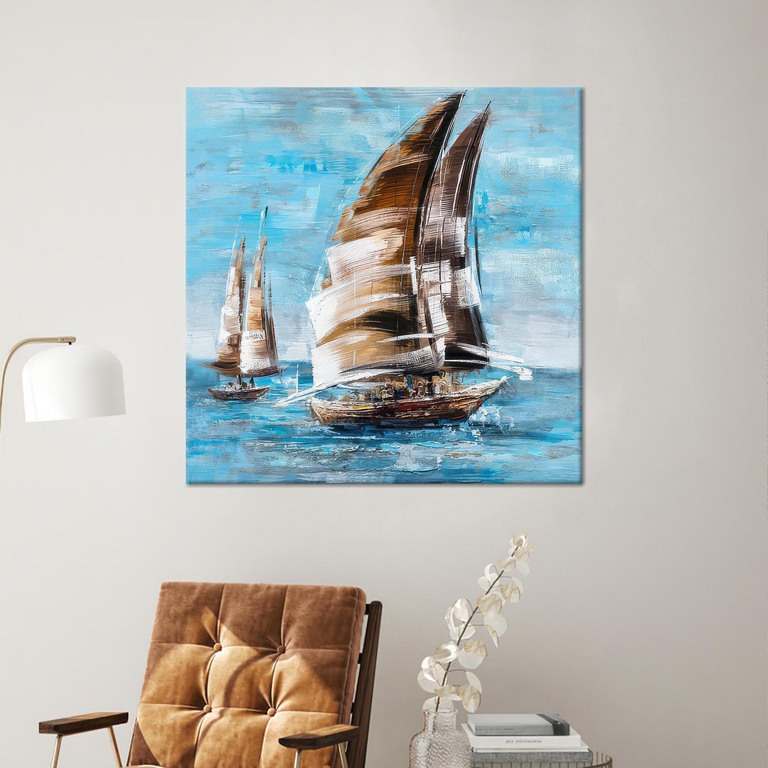 Large Canvas, Bedroom Decor Art, Office Canvas, Sea Landscape Decor, View Canvas Print, Sailboat ...