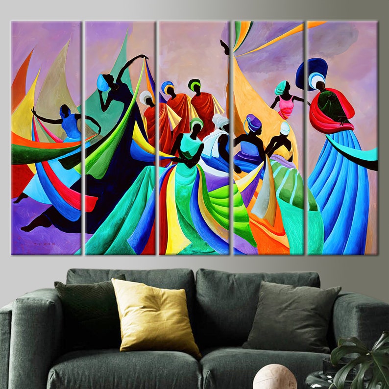 Abstract Wall Art, African Dancers Art, Abstract Art, Ethnic Printed ...