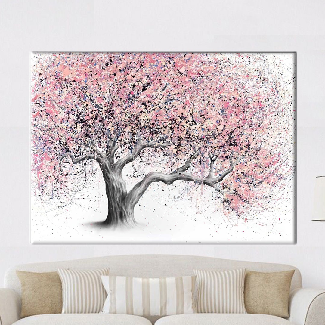 Pink Tree Painting Print, Modern Tree Printed, Pink Tree Printed ...