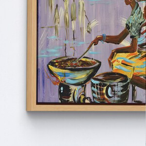 African Mother Cooking, Authentic Nigerian Art Canvas, Black Woman Art ...