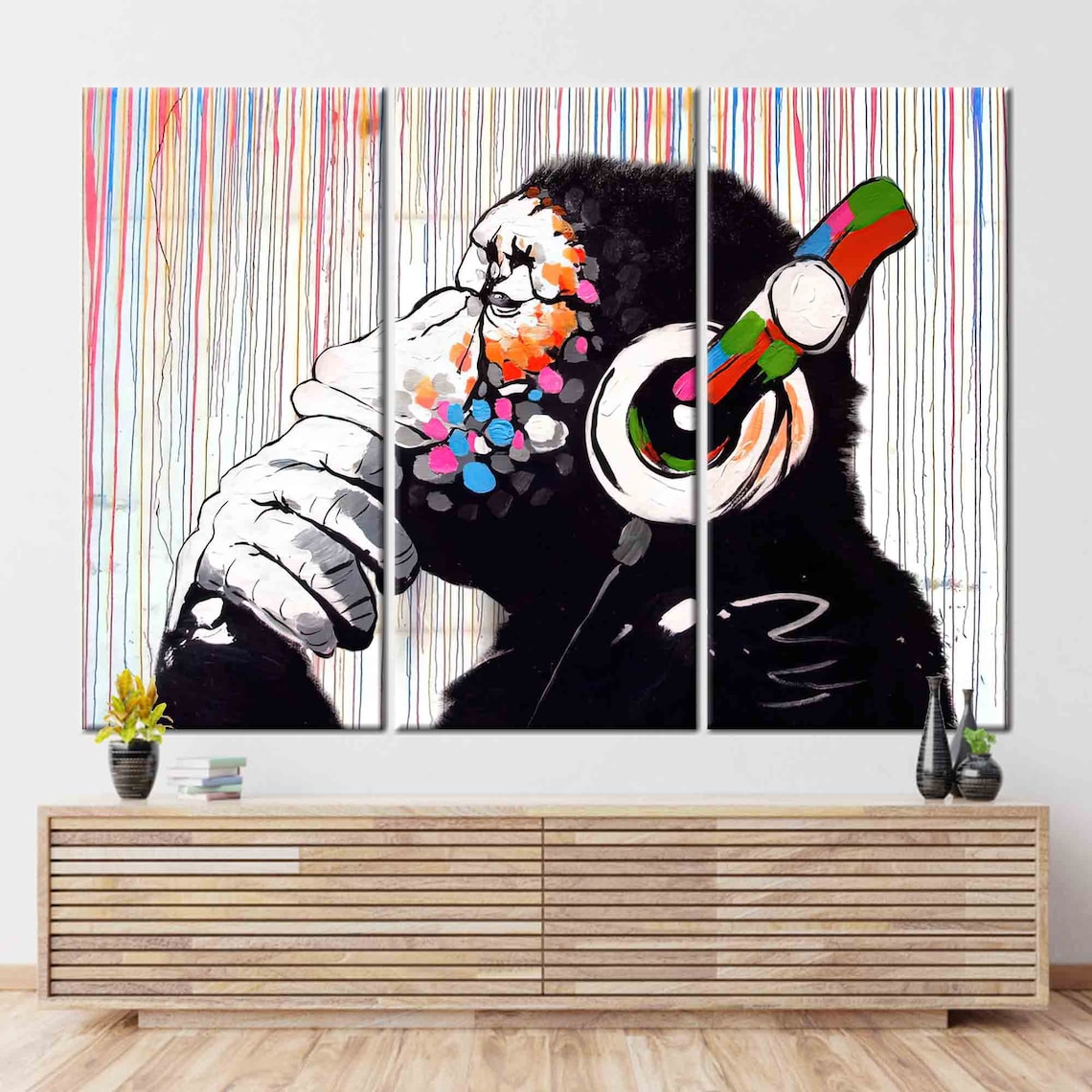 Banksy Thinking Monkey Dj Monkey Artwork Abstract Monkey - Etsy