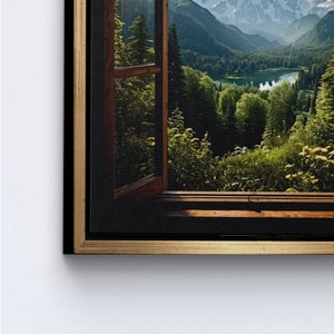 Decor Canvas, Rustic Window Print Canvas Decor, Window Landscape Wall ...