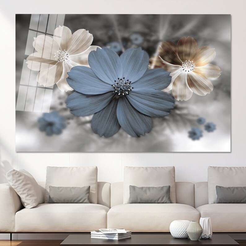 Modern Flower Glass Wall Art: UV Printed Tempered Glass - Etsy