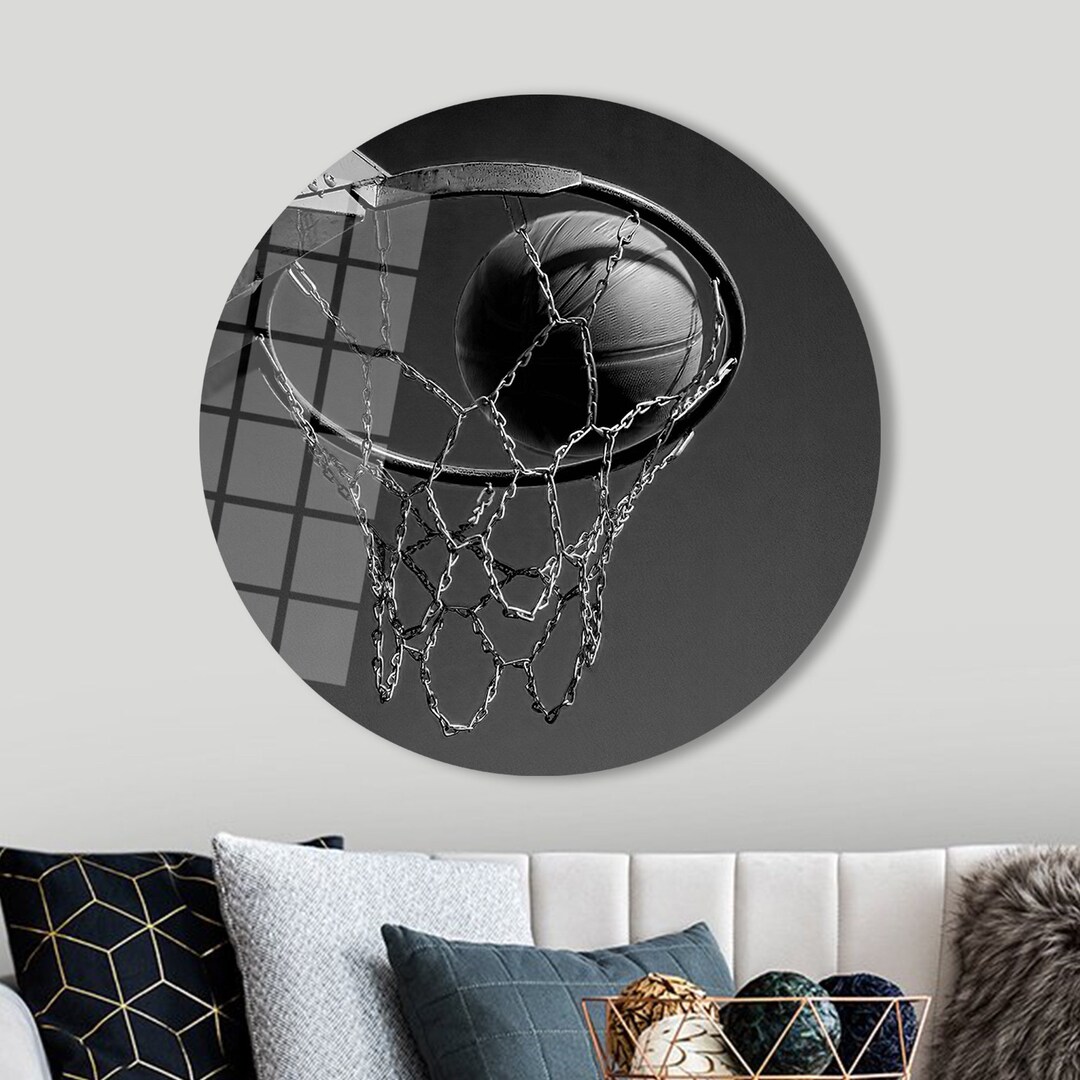 Basketball Hoop Poster, Motivational Glass Printing, Glass Art, Gym ...