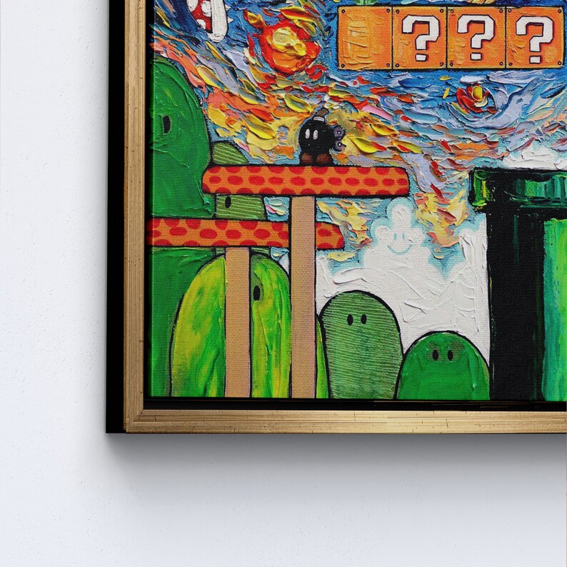 Mario World Van Gogh Modern Wall Art Van Gogh Mario Art Van - Etsy