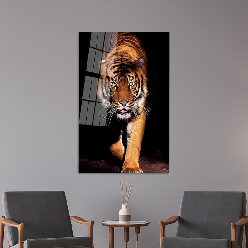 Tiger Glass Wall Art: Wildlife Home Decor - Etsy
