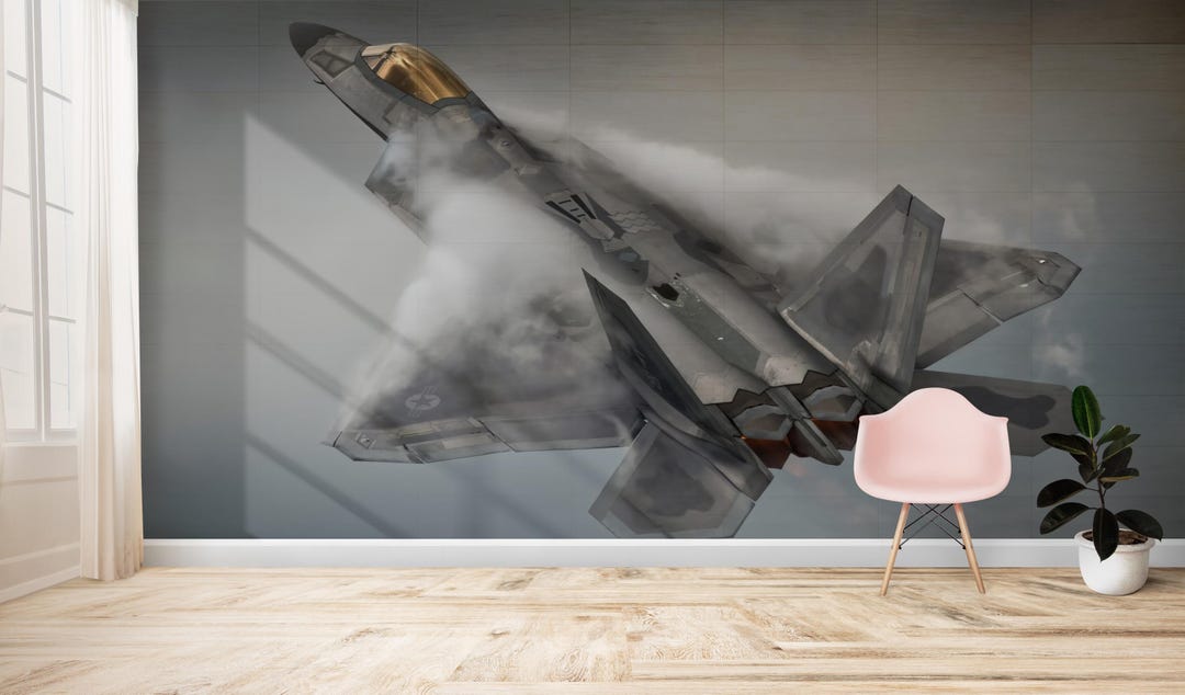 Fighter Jets Wall Paper, Modern Wall Poster, Bright Wall Paper, F-22 ...