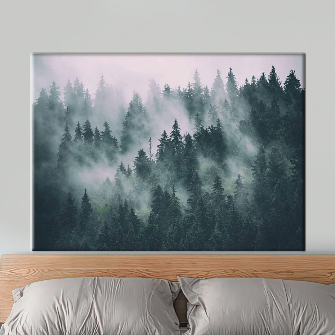 Forest Landscape Poster, View Poster, Mountain Landscape Art, Misty ...