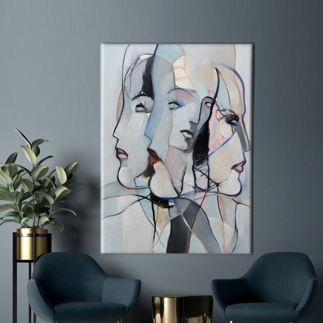 Woman Face Painting Print, Abstract People Poster, Woman Face Wall ...