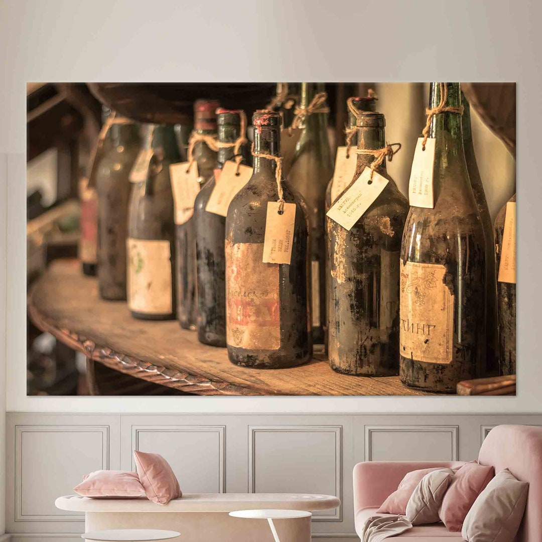 Vintage Wine Bottles Canvas Print: Bar Restaurant Decor - Etsy