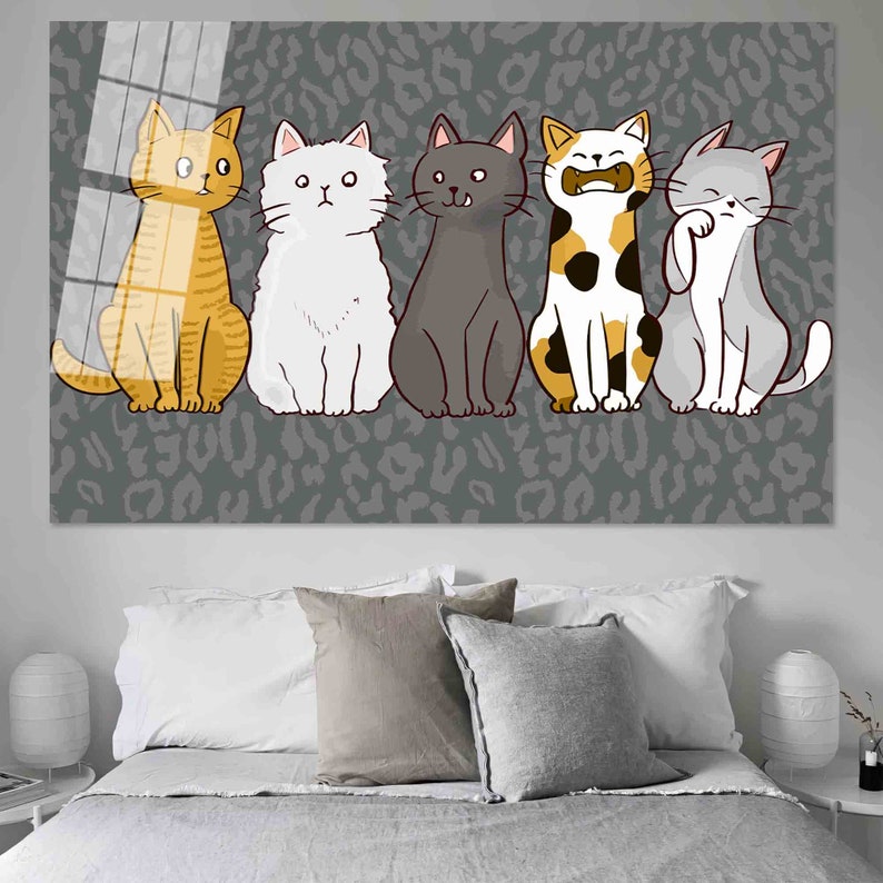 Printable Wall Art, Cats Glass Printing, Cat Wall Decor, Animal Wall ...
