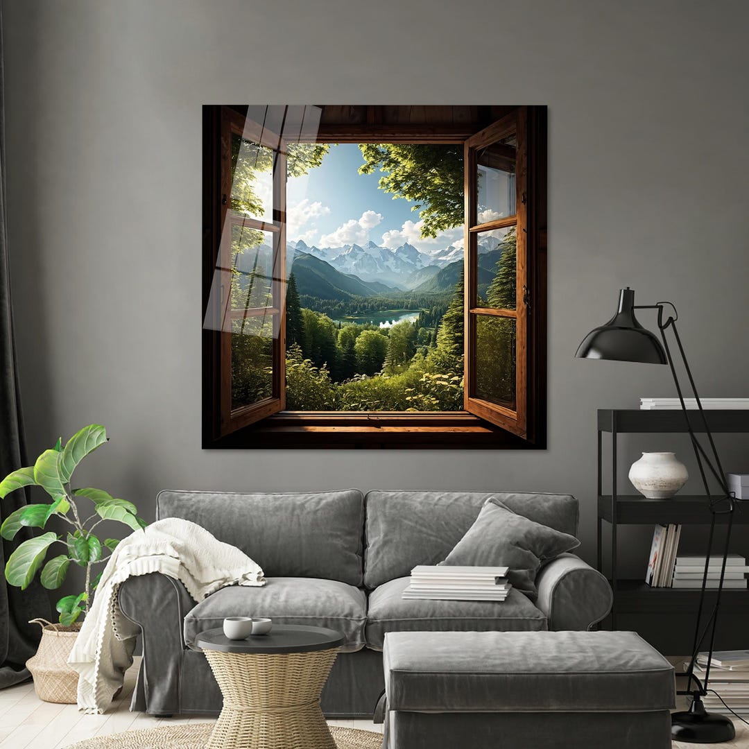 View Art Decor, Window Landscape Glass Wall Art, Window Frame Art Decor ...