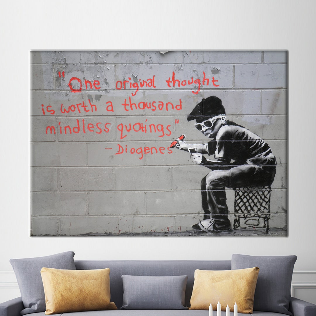 3d Wall Art, Canvas Decor, Canvas Gift, Banksy Original Thought ...