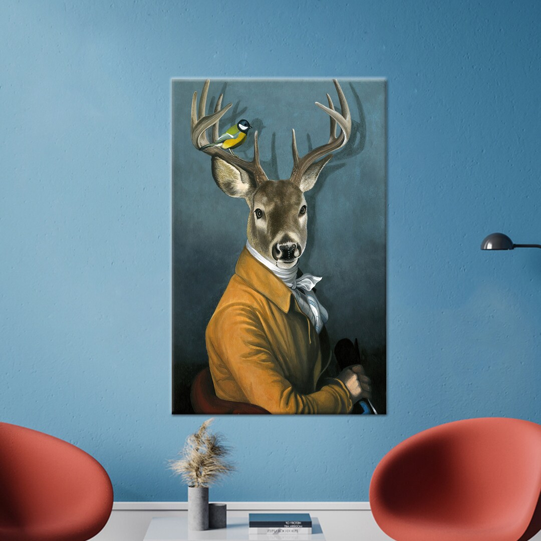 3D Wall Art Wall Art Canvas Deer in Suit Animal Kingdom - Etsy