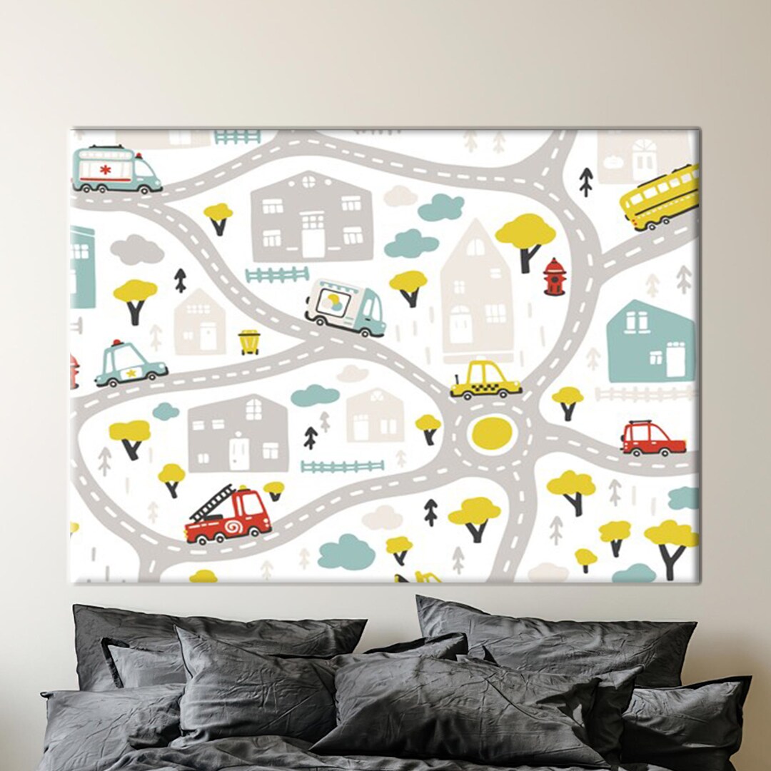 Baby City Map With Roads and Transport Baby Map Wall Decor - Etsy Australia