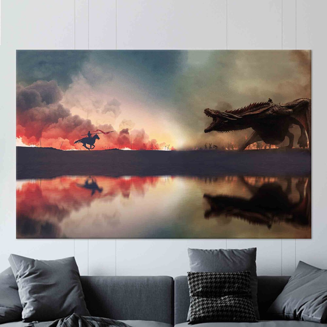 Game of Throne Dragon War Art, Dragon War Canvas Print, Movie Artwork ...