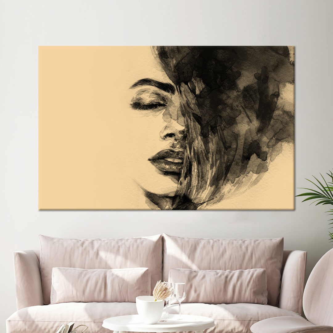 Woman Portrait Canvas, Gift for Her, Woman Wall Art, Abstract Woman ...