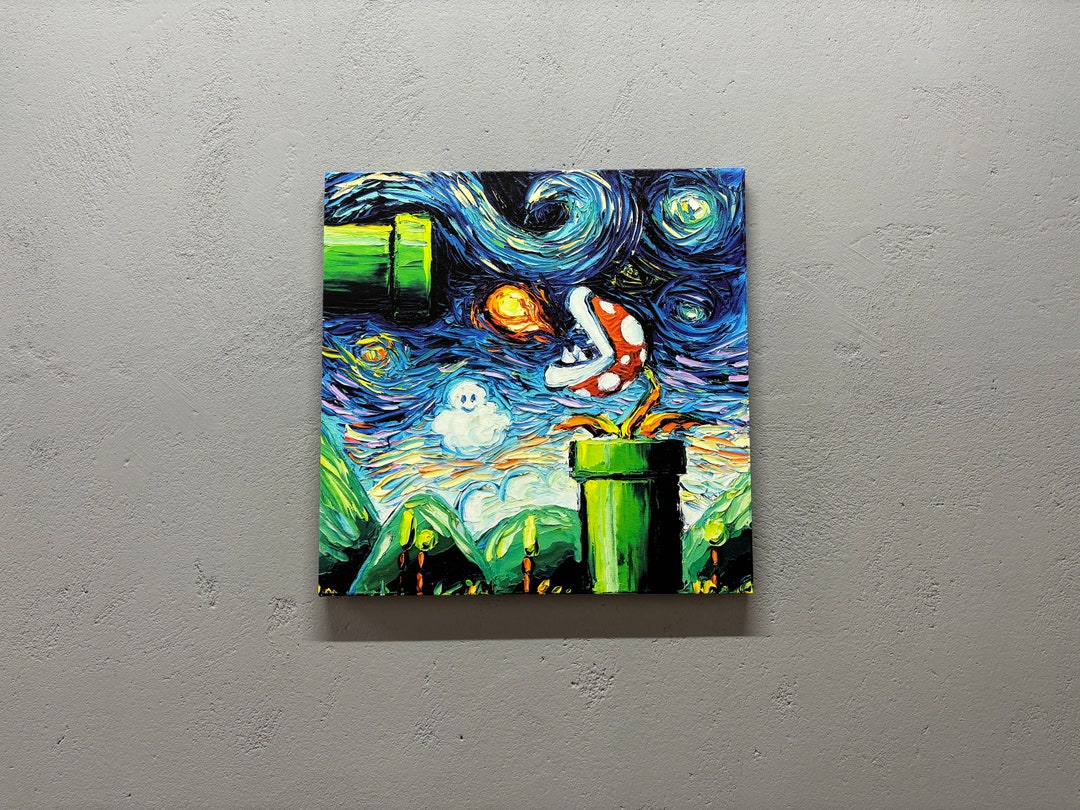 Abstract Canvas Art, Van Gogh Mario Canvas, Super Mario Canvas, Modern ...