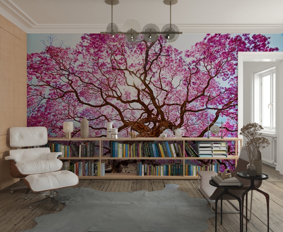 Tree Landscape Wallpaper: Modern Wall Art, Nature Print - Etsy