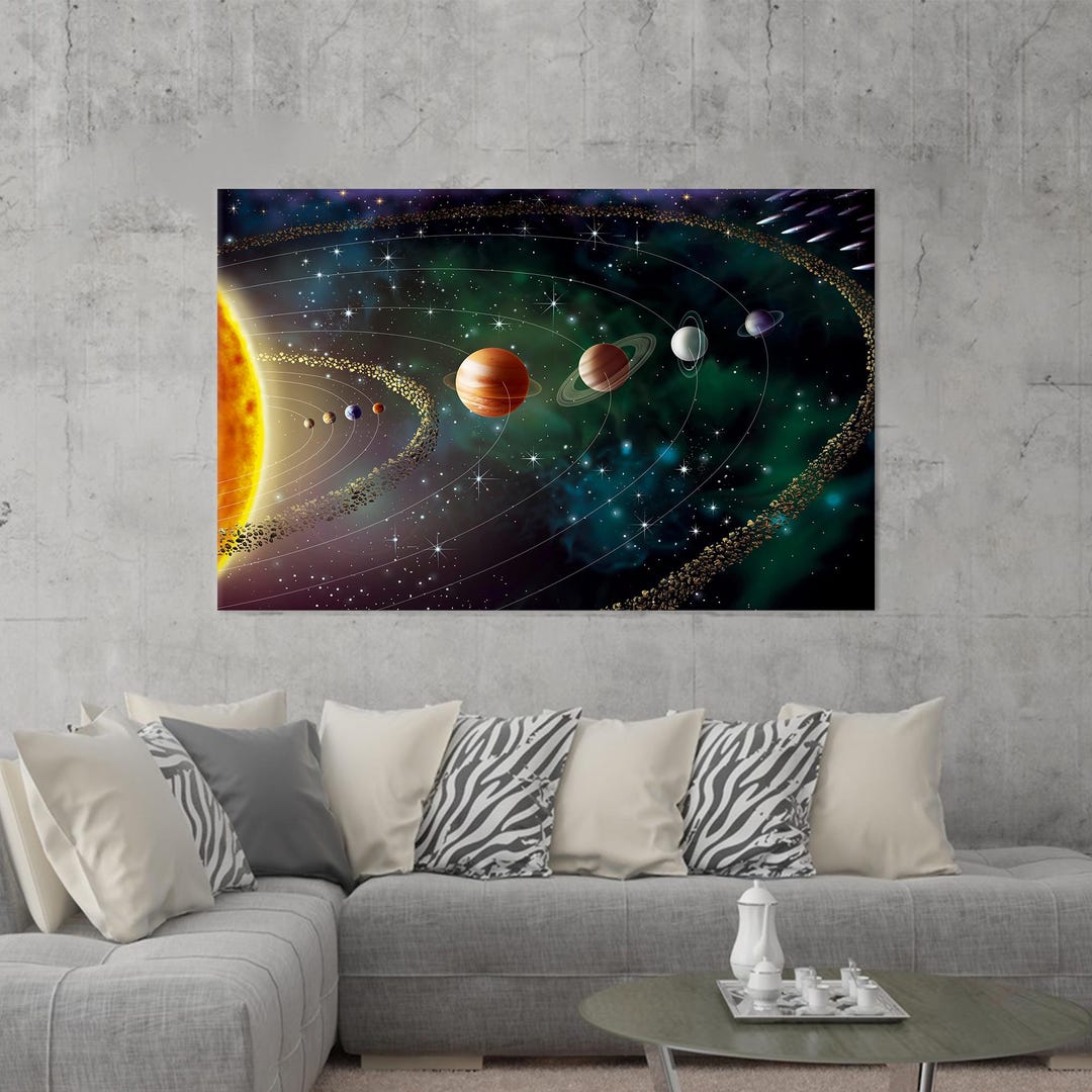 Landscape Wall Hangings, Planets Art Canvas, Sun 3D Canvas, Solar ...