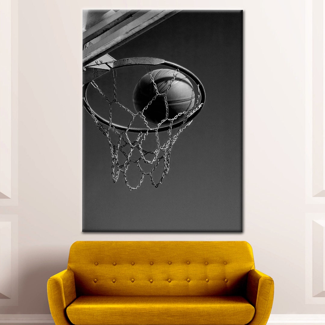 Basketball Hoop Poster, Man Cave Art Canvas, Gym Wall Decor ...