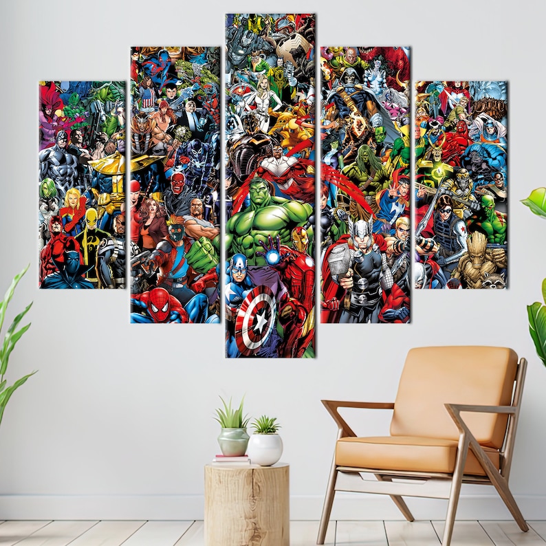 Marvel Heroes Kids Art Canvas Super Heros Canvas Boy Room - Etsy
