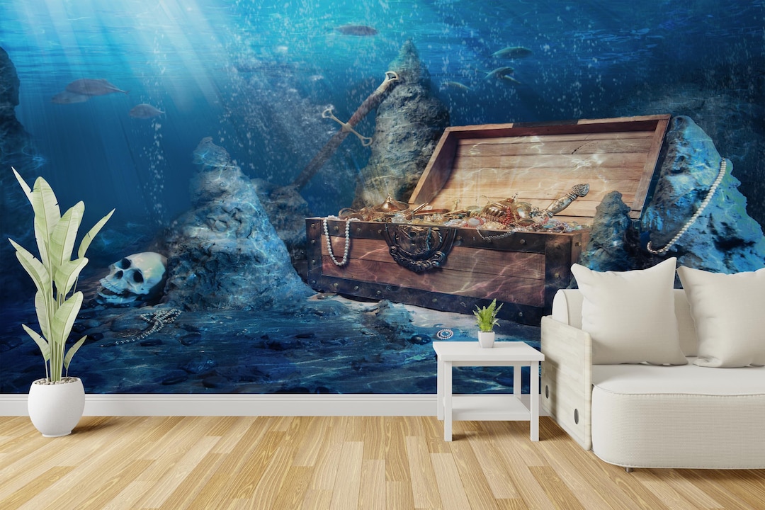 Modern Mural, Pirates Wall Painting, Wallpaper Mural Art, Treasure ...