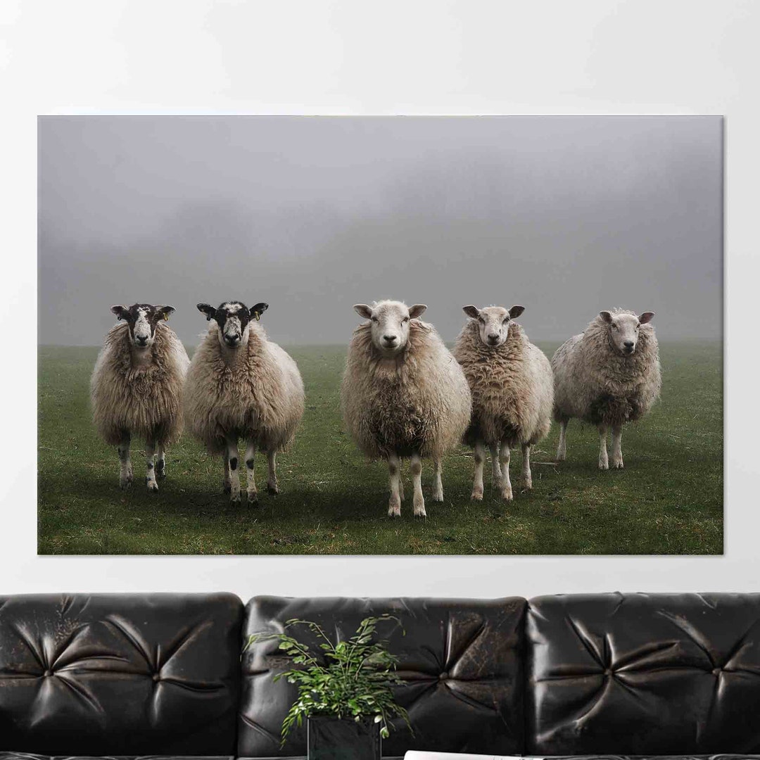 Sheep Canvas Print, Sheep, Farm Poster, Gift for Her, Framed Wall Art ...