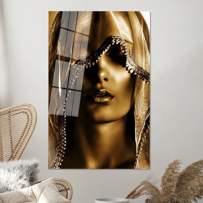 Woman Portrait Glass Wall Art: Fashion Tempered Glass Decor - Etsy
