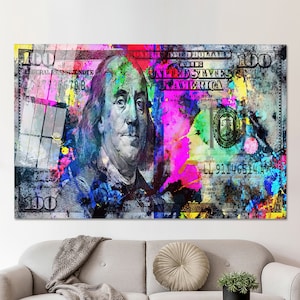 Glass Wall Art, Money Glass Printing, Wall Decoration, 100 Dollars Bill ...
