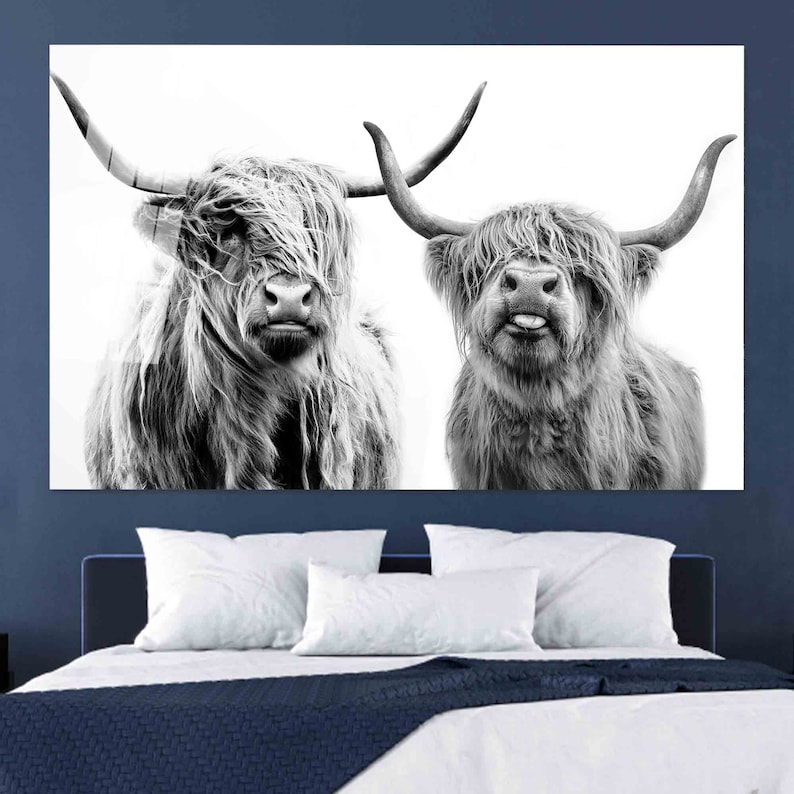 Highland Cow Glass Wall Art: Scottish Farmhouse Decor - Etsy