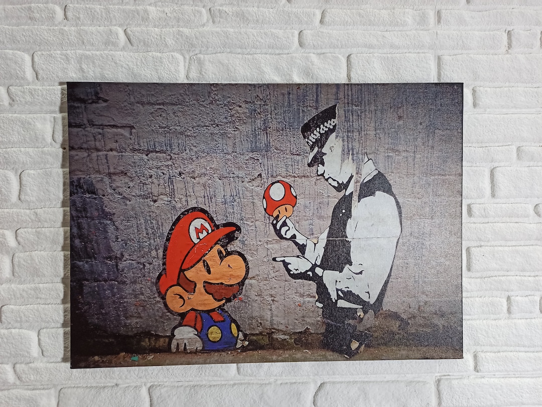 Super Mario Graffiti Canvas Art: Banksy Style Wall Decor - Etsy UK