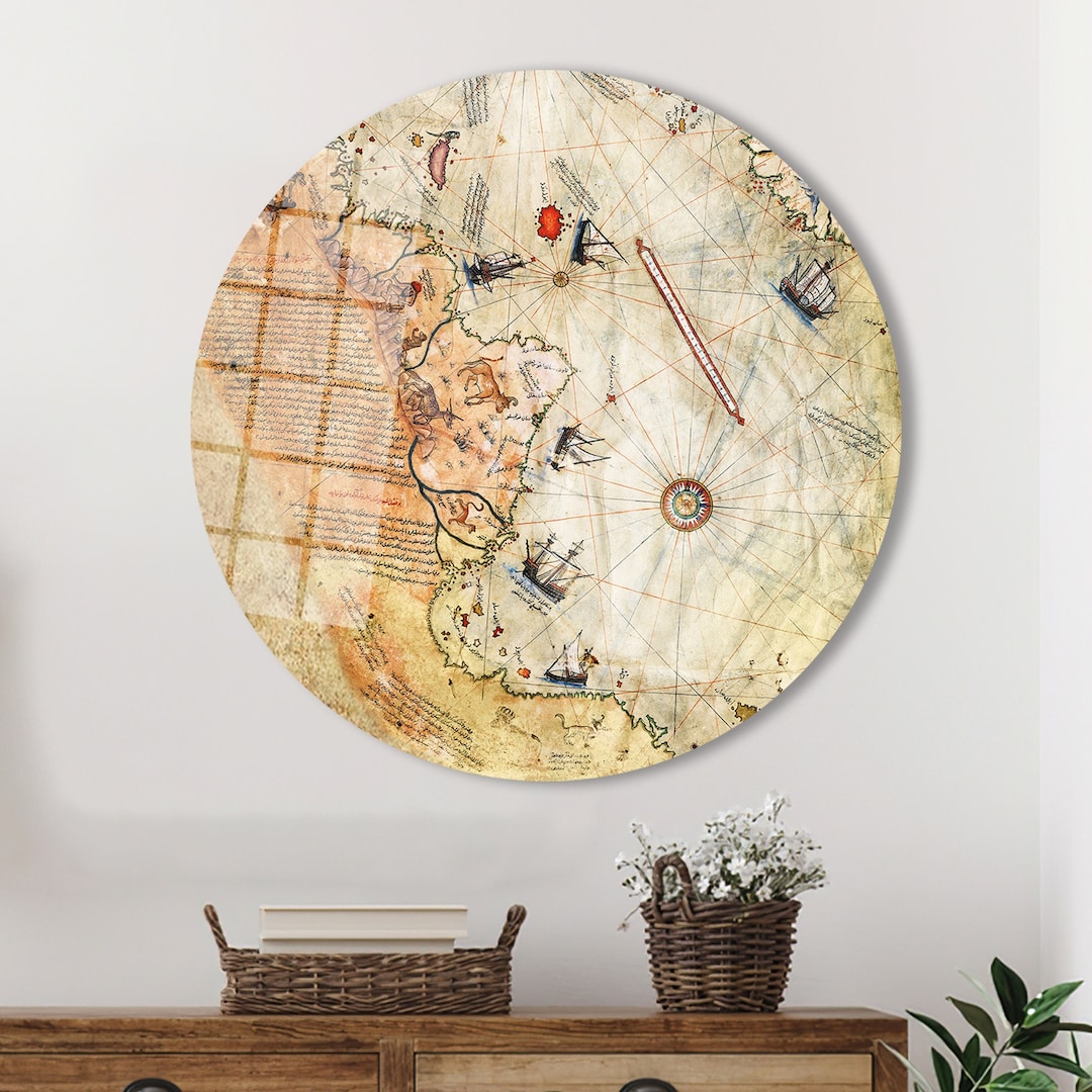 Piri Reis Map Glass Wall Art: Custom Tempered Glass Print - Etsy