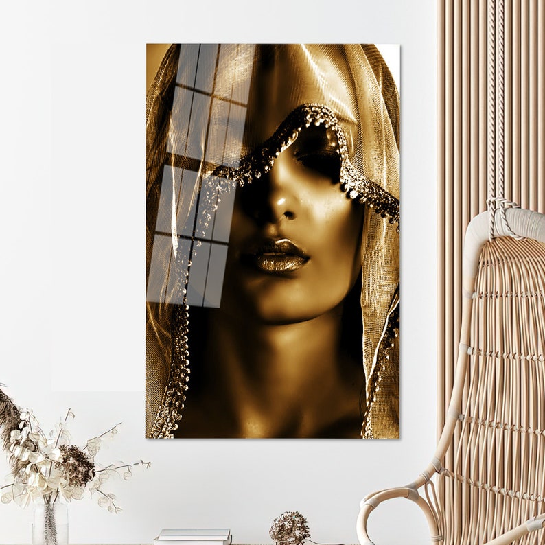 Woman Portrait Glass Wall Art: Fashion Tempered Glass Decor - Etsy