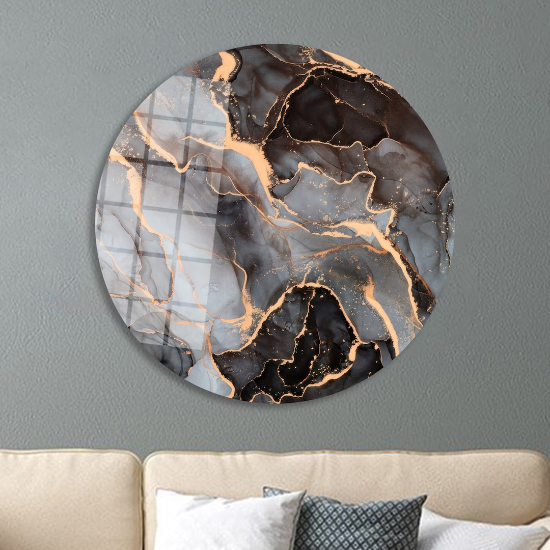 Gray Marble Glass Wall Art: Tempered Glass Decor - Etsy