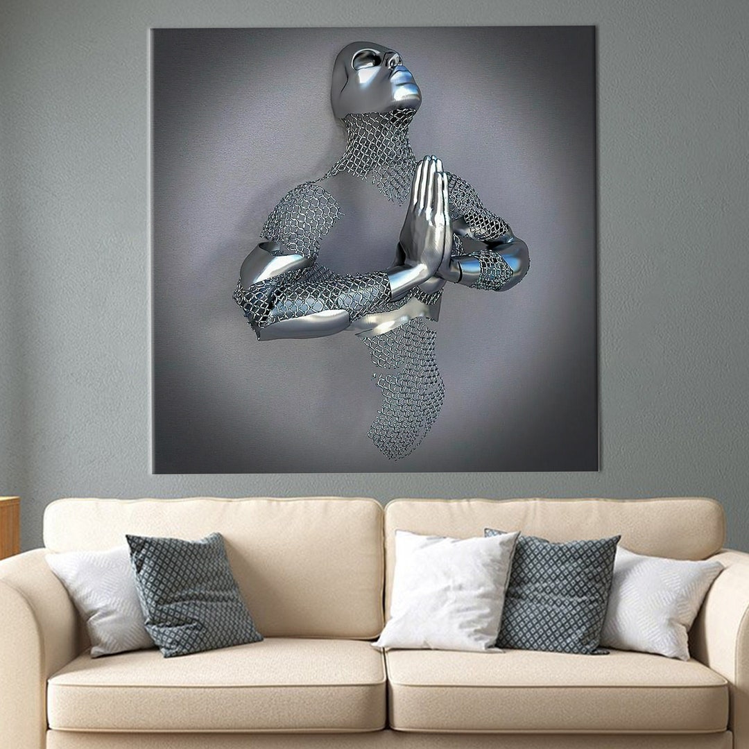 3d Metallic Canvas, Silver Wall Decor, Trendy Wall Decor, Abstract Wall ...