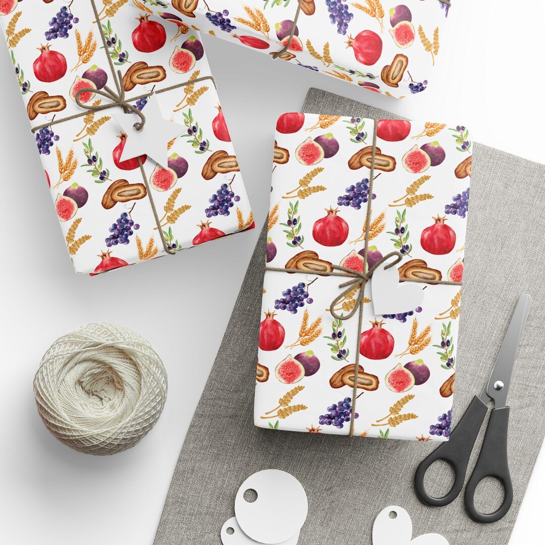 Rosh Hashana Wrapping Paper | 7 Species Wrapping Paper | Jewish Holiday ...