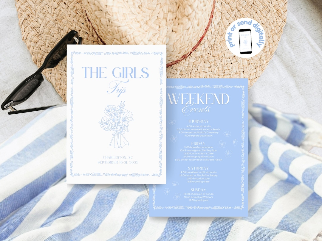 Girls Trip Itinerary, Editable Girls Weekend Itinerary Template, Beach ...