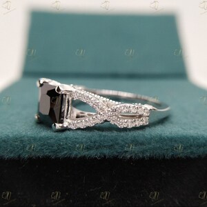 Princess Black Onyx Ring, 2 CT Princess Cut Dainty Black Solitaire Ring ...