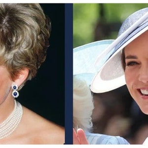 Princess Diana Royal Blue Studs ~ Sapphire Blue Oval Earrings ~ Kate ...