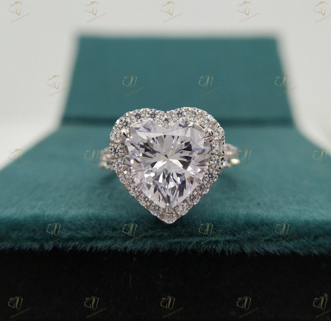 4.50 Carat Heart Shaped Diamond Engagement Ring, Heart Shaped Halo Ring ...