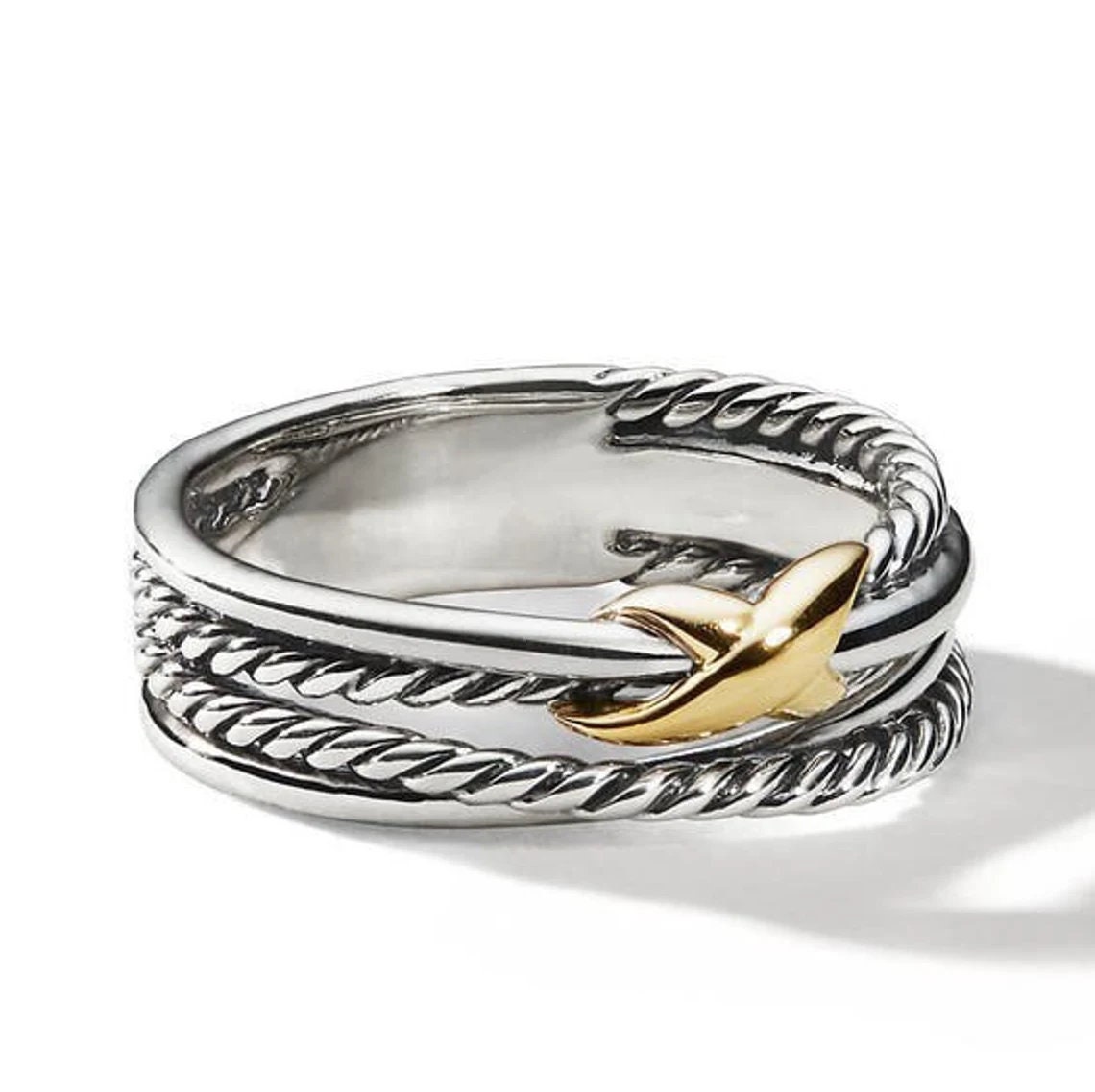 Vintage Rope Ring Antique 925 Sterling Silver X Ring - Etsy