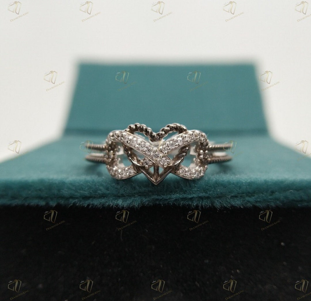 Black Infinity Ring, Black Anchor Heart Ring Two Tone Ring, Engagement ...